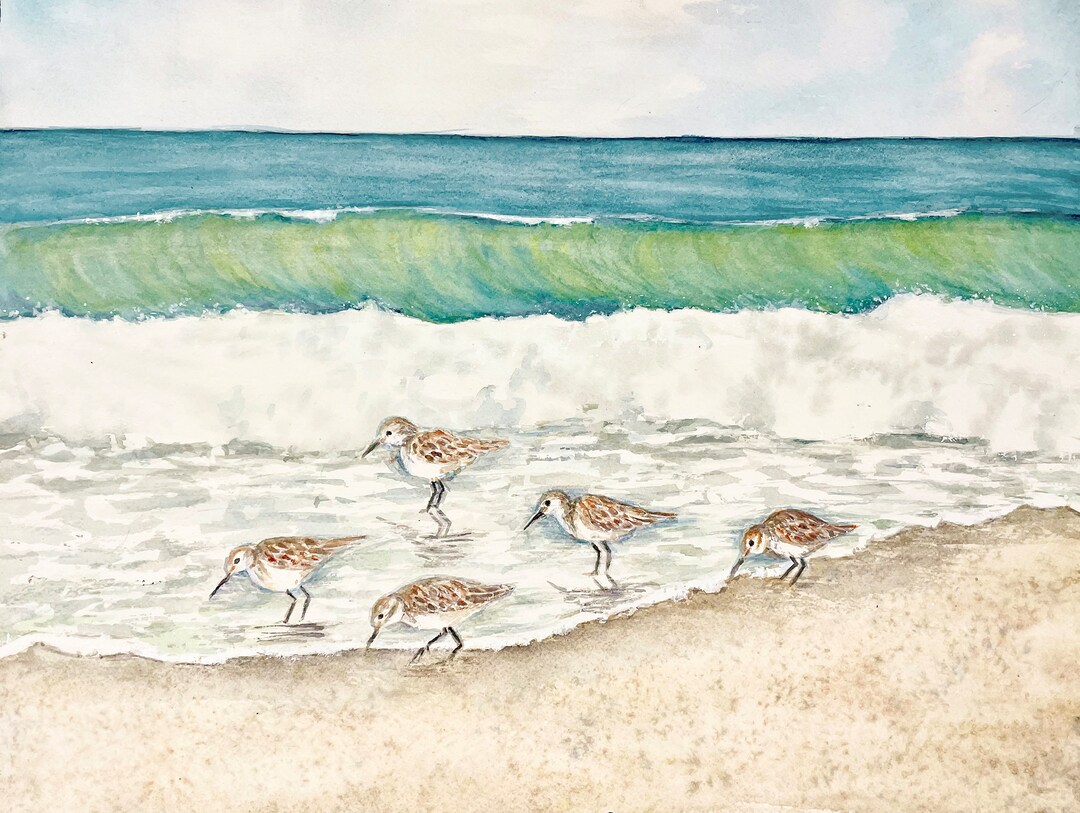 Sandpipers in the Surf Watercolor Painting and Prints - Etsy