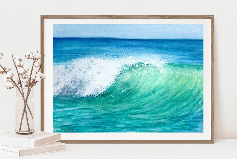Beach Wave Watercolor Prints and Cards - Etsy
