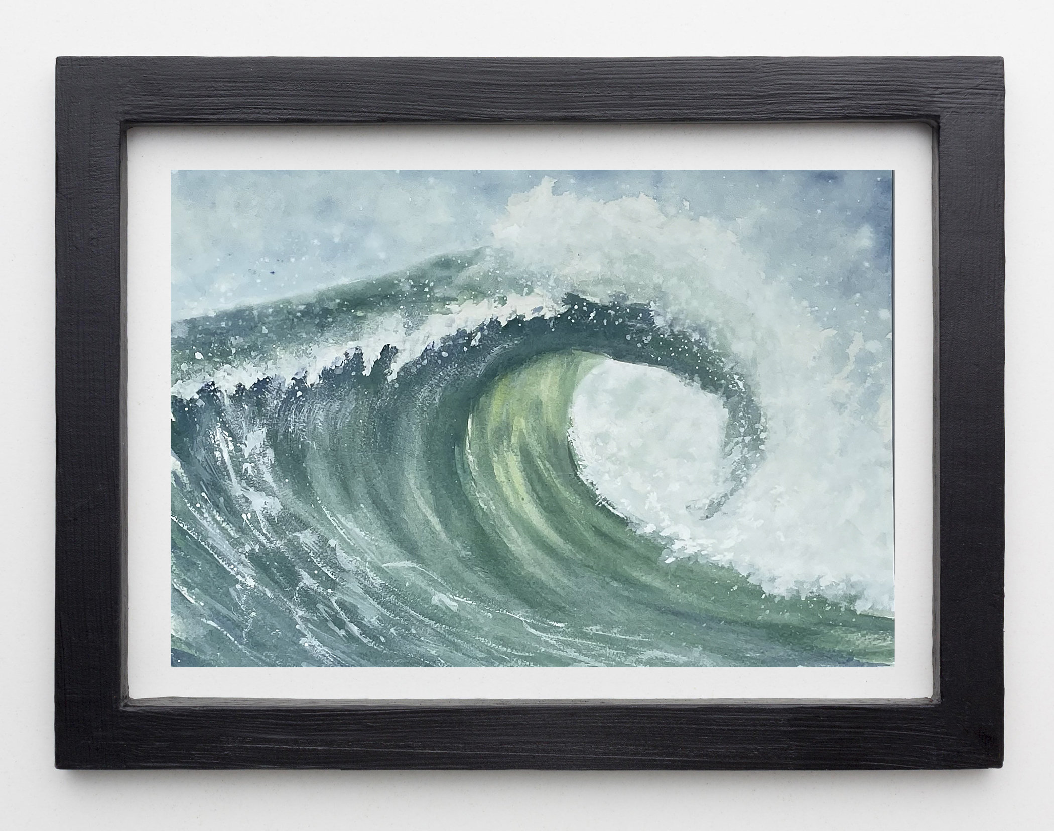 Big Stormy Wave Original Watercolor Seascape. Painting, Prints, and ...