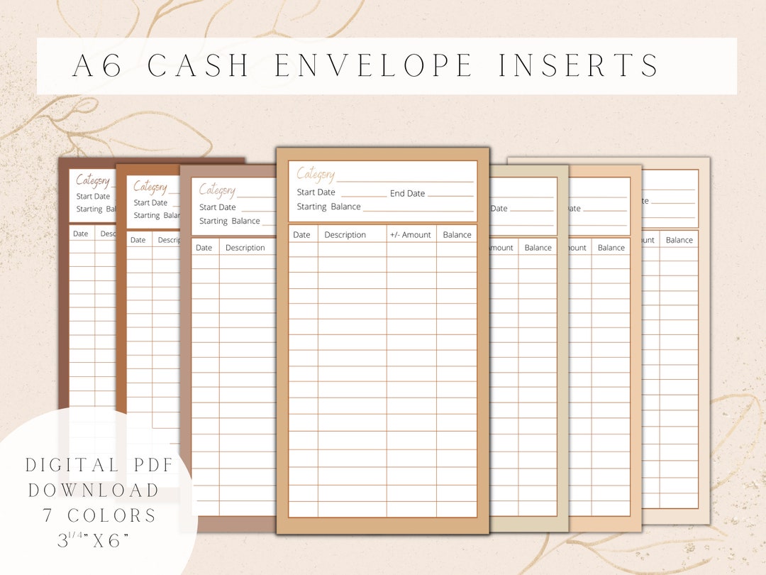 Cash Envelope Inserts | Digital Download | A6 Budgeting Inserts | Nude ...