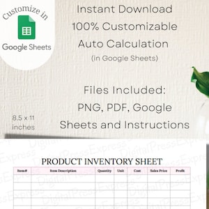 Digital Inventory Sheet and Tracker Template for Small Business ...