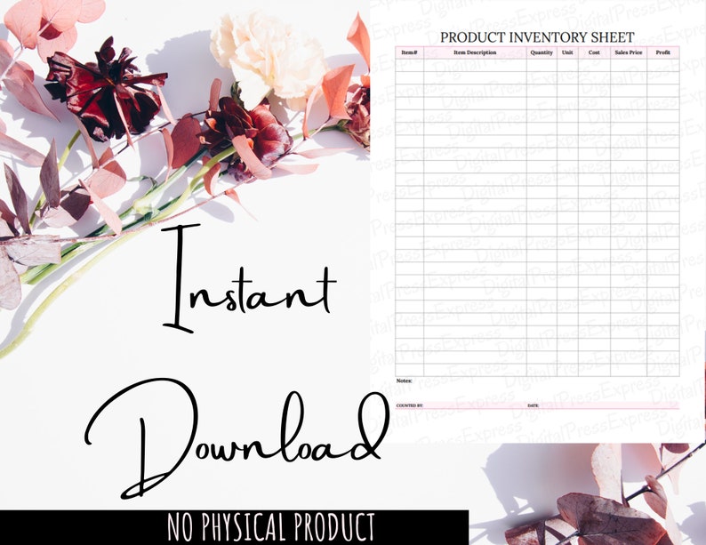 Digital Inventory Sheet and Tracker Template for Small Business ...