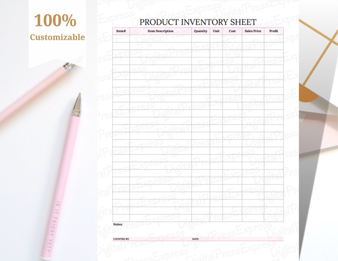 Digital Inventory Sheet and Tracker Template for Small Business ...