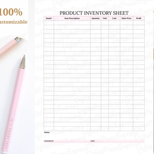 Digital Inventory Sheet and Tracker Template for Small Business ...