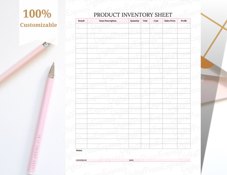 Digital Inventory Sheet and Tracker Template for Small Business ...