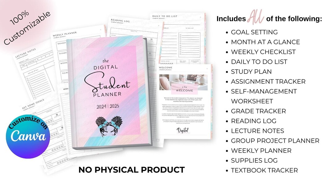 Digital Student Planner | Goal Setting, Cornell Notes (PDF) - Etsy