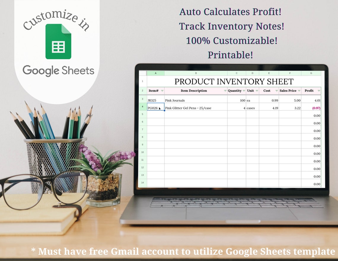 Digital Inventory Sheet and Tracker Template for Small Business ...