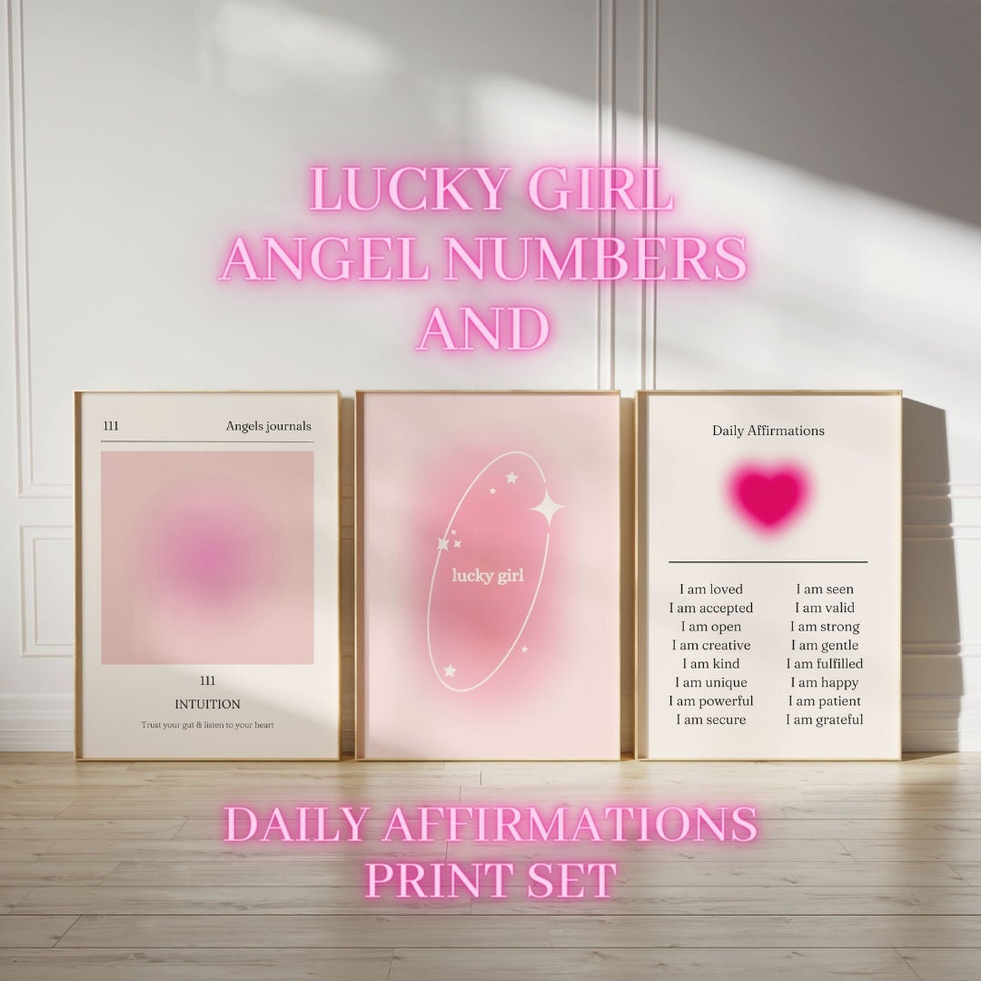 SET OF 3 Angel Numbers Poster, Angel Numbers Digital Print, Feminine ...