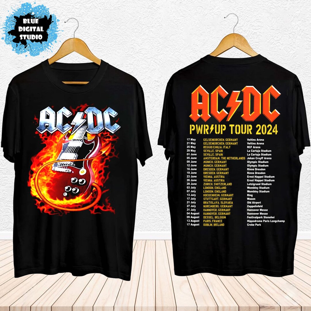 2024 ACDC Pwr up World Tour Shirt, Rock Band ACDC Graphic Shirt, ACDC ...