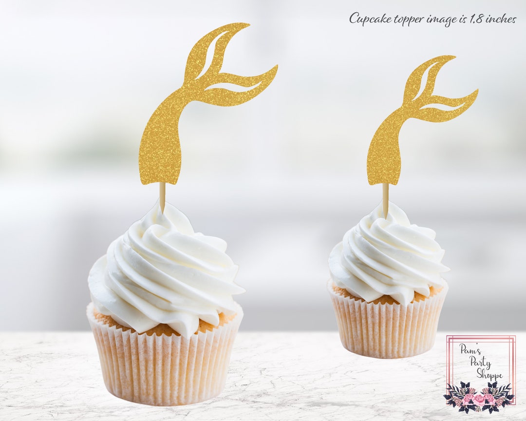 Mermaid Tail Glitter Cupcake Topper, Under the Sea, Kids Birthday Party ...