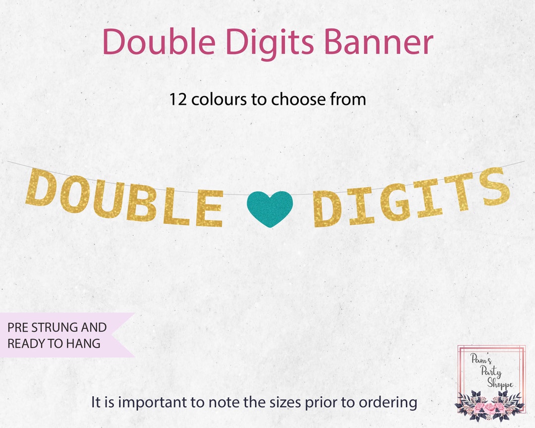 Happy Birthday Double Digits Banner With Heart, 10th Birthday Wall ...