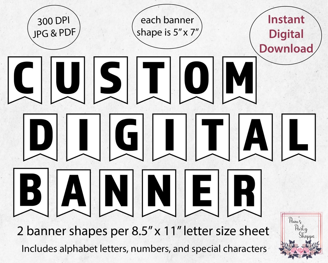 Printable DIY PDF BANNER, Alphabet Letters, Swallowtail Bunting, Black ...