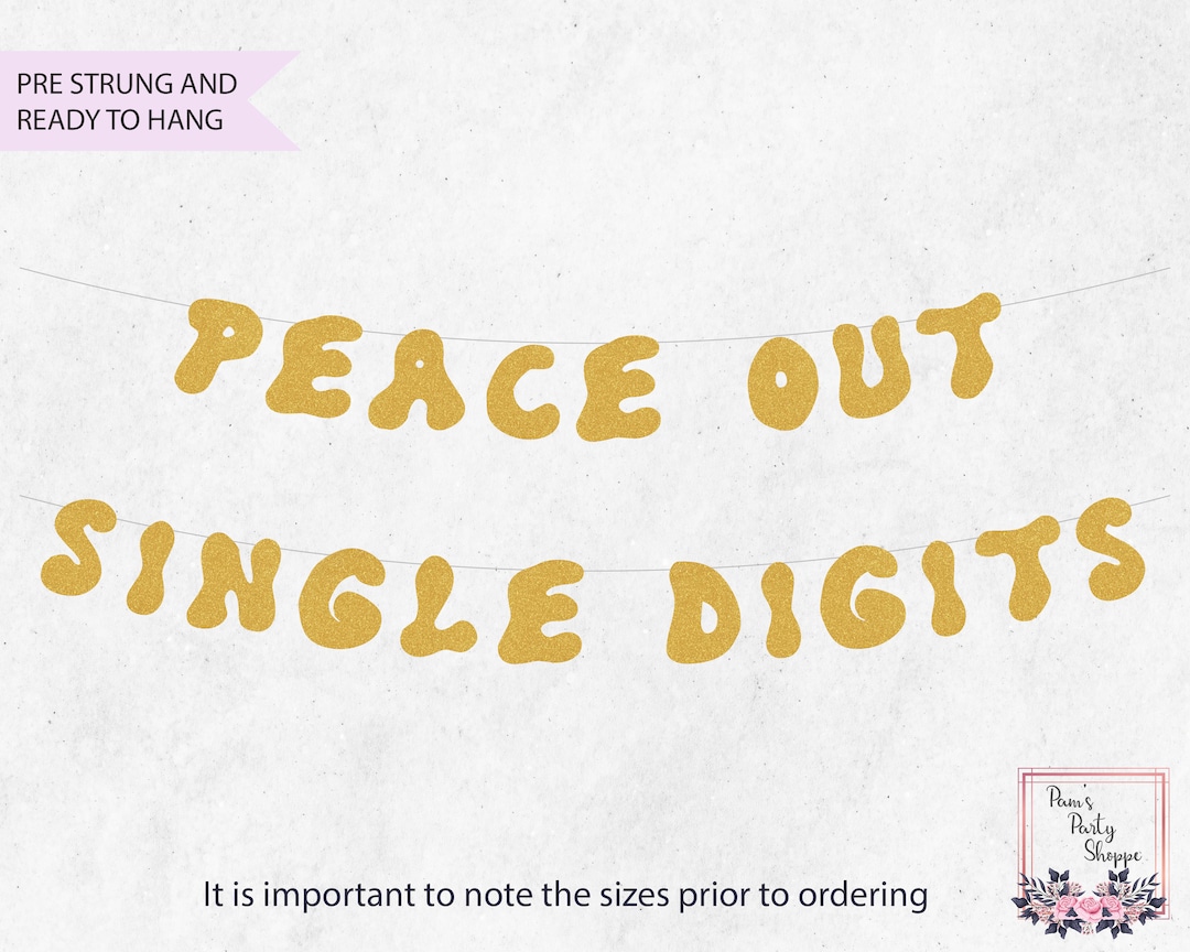 Peace Out Single Digits Birthday Banner, 10th Birthday Party, Retro ...