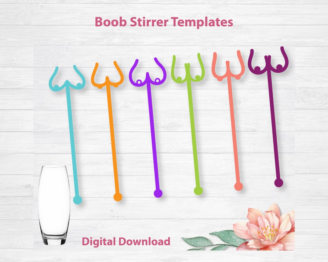 Boob Stir Swizzle Sticks SVG, Drink Stirrer Templates, Mastectomy Party ...