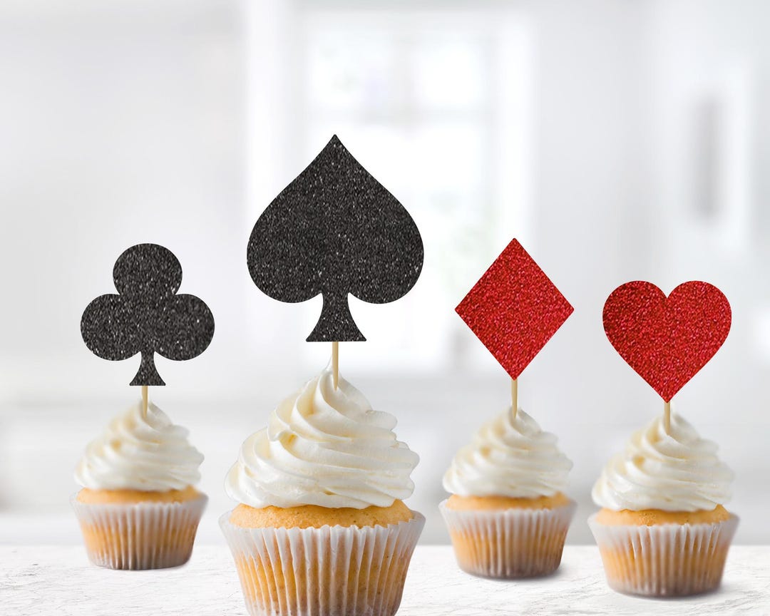Card Suit Cupcake Toppers, Playing Cards, Deck of Card Symbols, Game ...