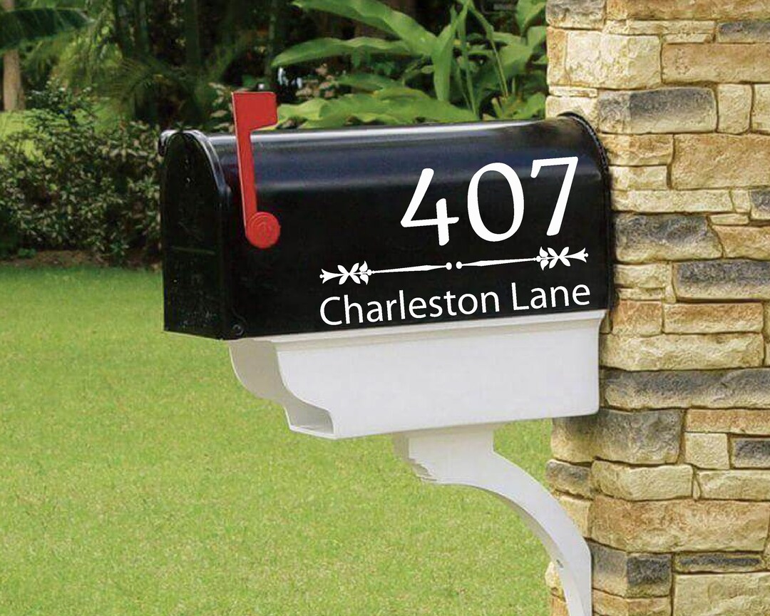 Personalized Vinyl Mailbox Decal, House Number and Street Name ...