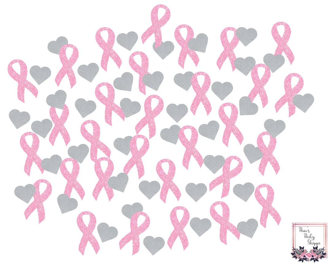 Cancer Ribbon and Heart Confetti, Table Scatter, Beat Cancer Party ...