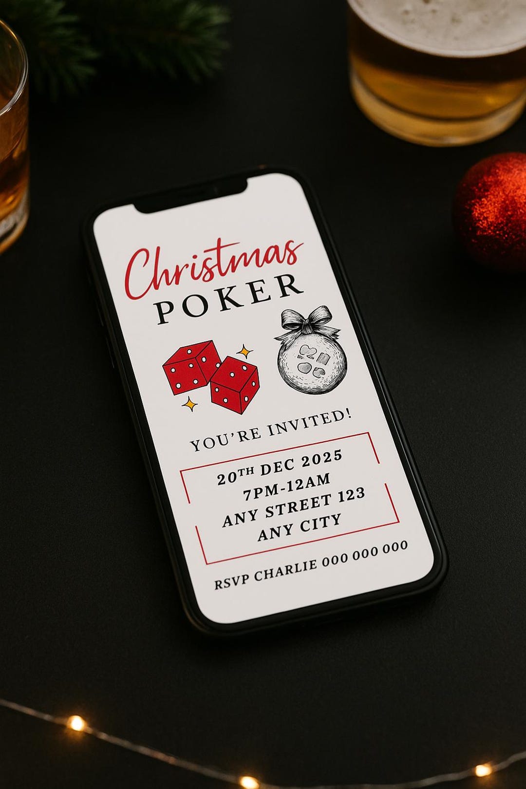 Christmas Poker Night Digital Invitation - Etsy