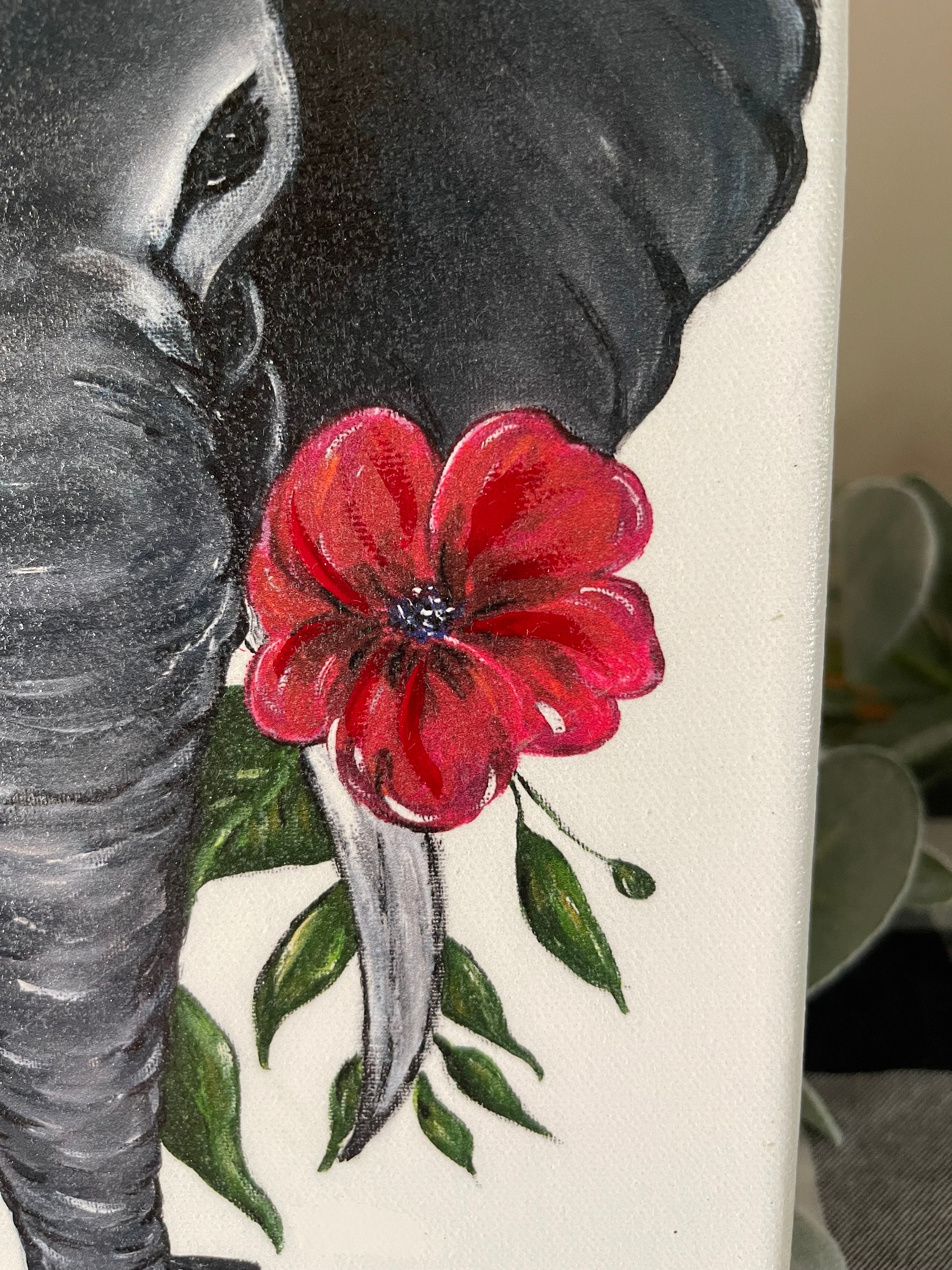 Elephant With Flowers - Etsy