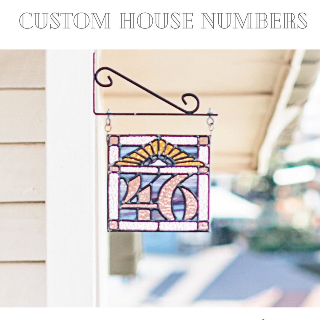 Custom Stained Glass House Number Sign // Leadlight Address Number ...