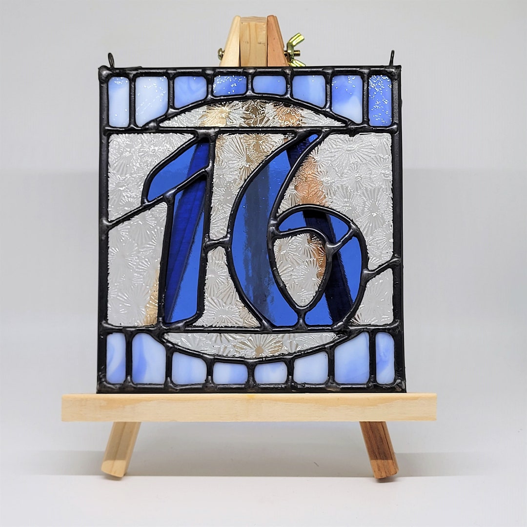 Custom Stained Glass House Number Sign // Leadlight Address Number ...