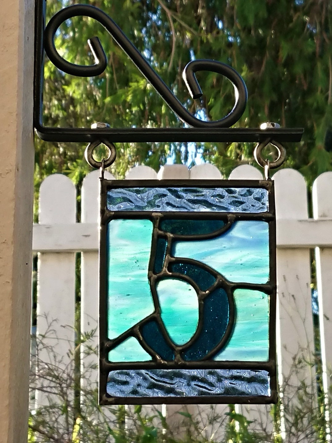 Custom Stained Glass House Number Sign // Leadlight Address Number ...
