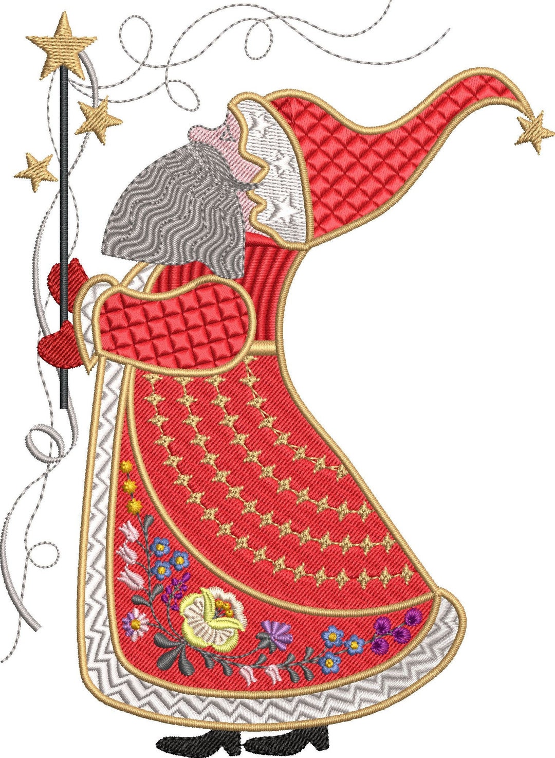 Folk Art Santa 1 Machine Embroidery Design 5x7 - Etsy