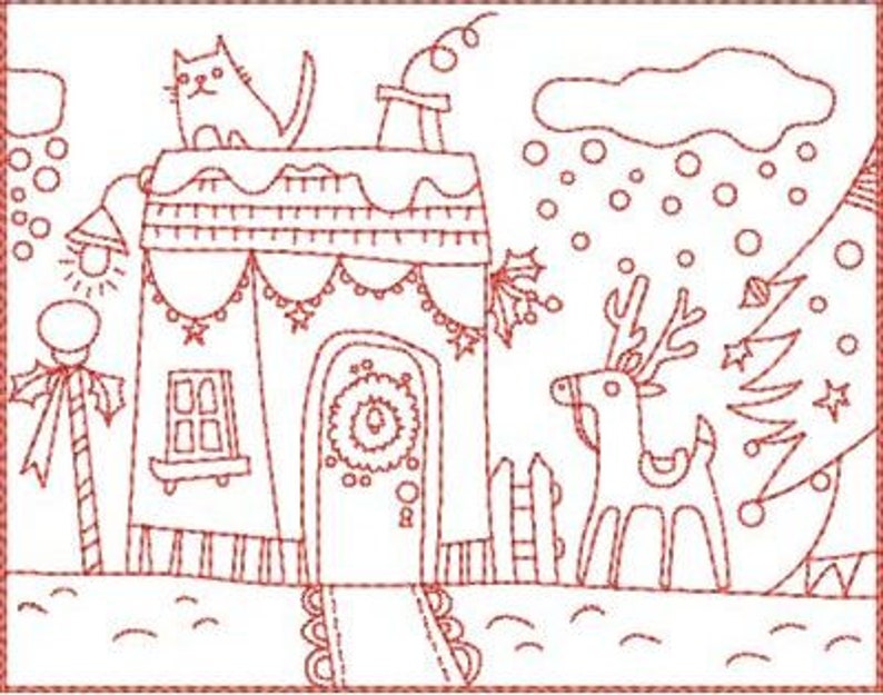 Christmas Red Work Stitcheries Machine Embroidery Designs - Etsy