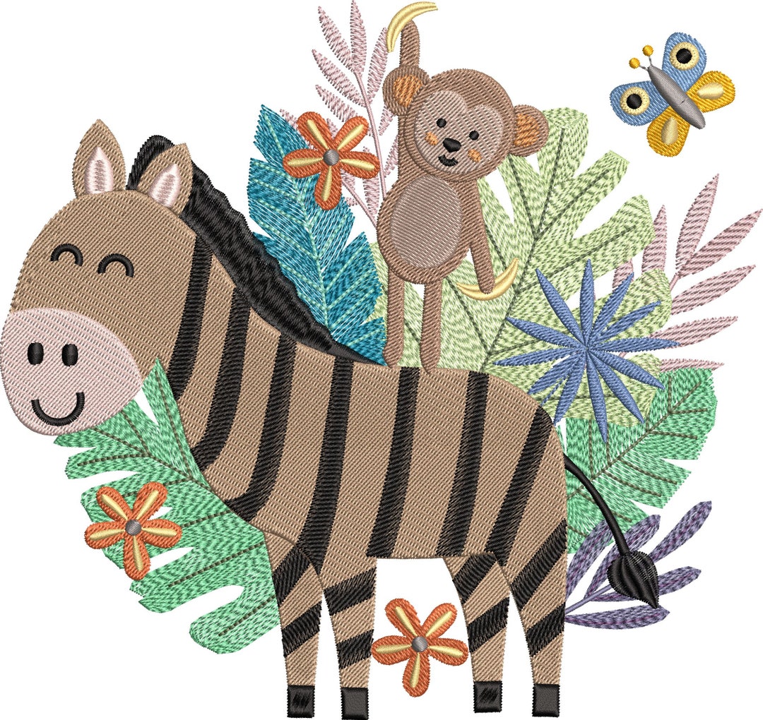 The Happy Zebra Machine Embroidery Design Set - Etsy
