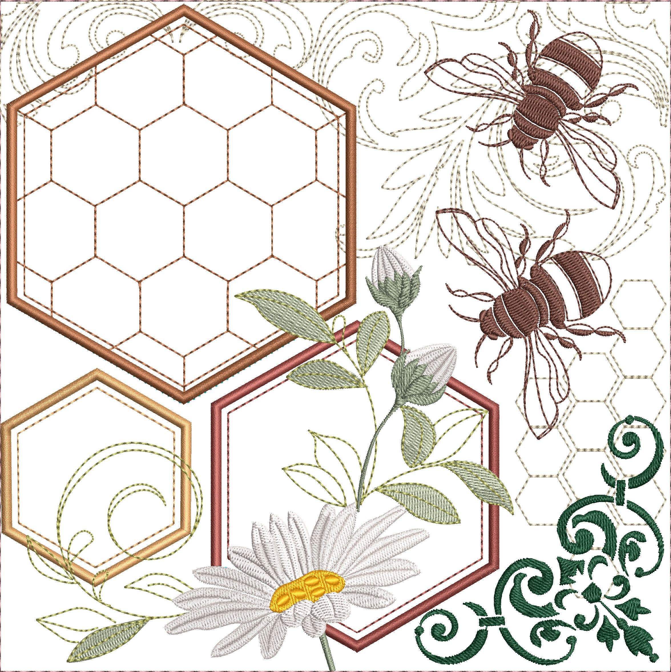 Honey Bee Quilt Blocks Machine Embroidery Designs 8"x8" - Etsy