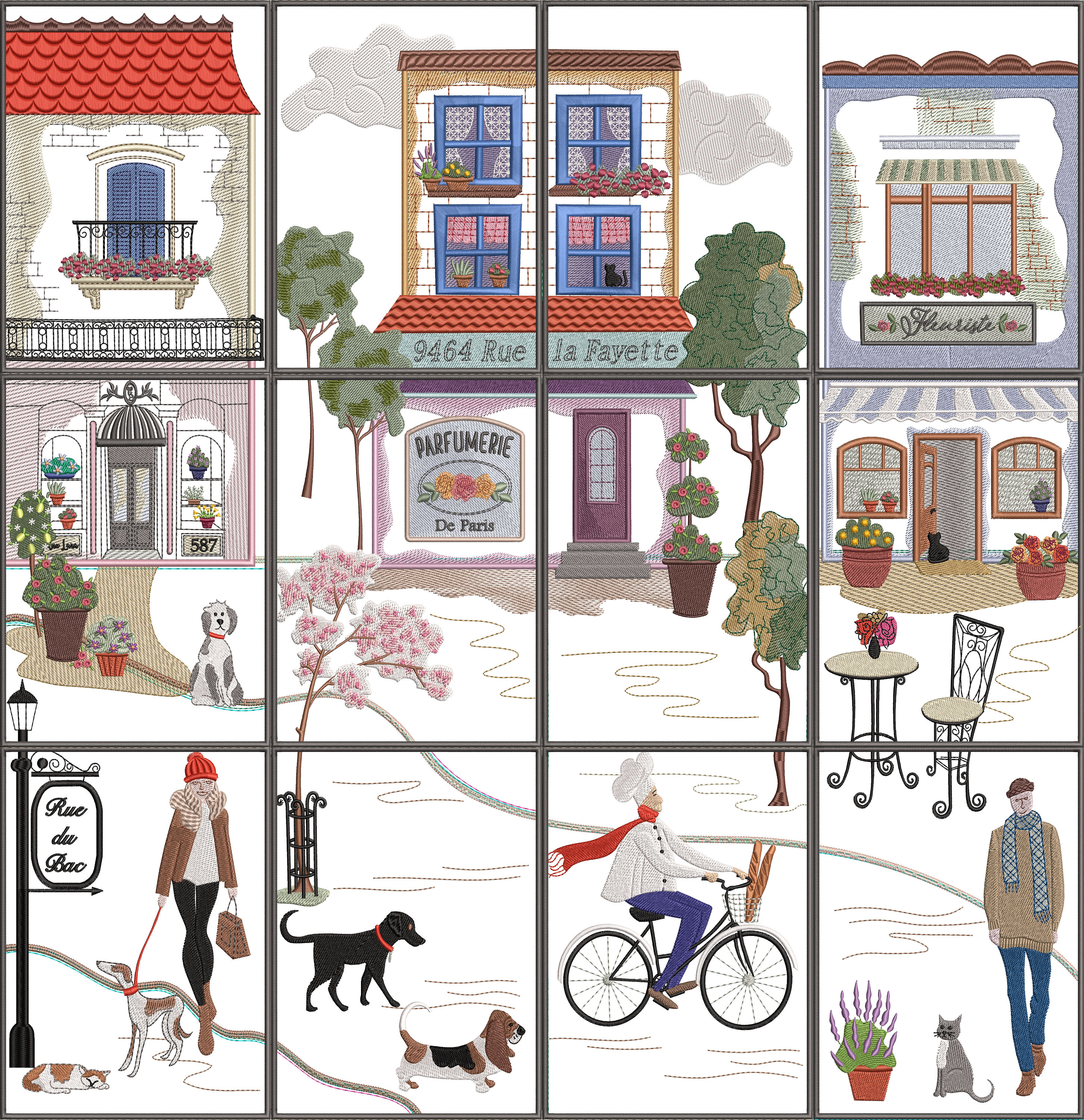 PARIS Street Scene Appliscape Machine Embroidery Design - Etsy