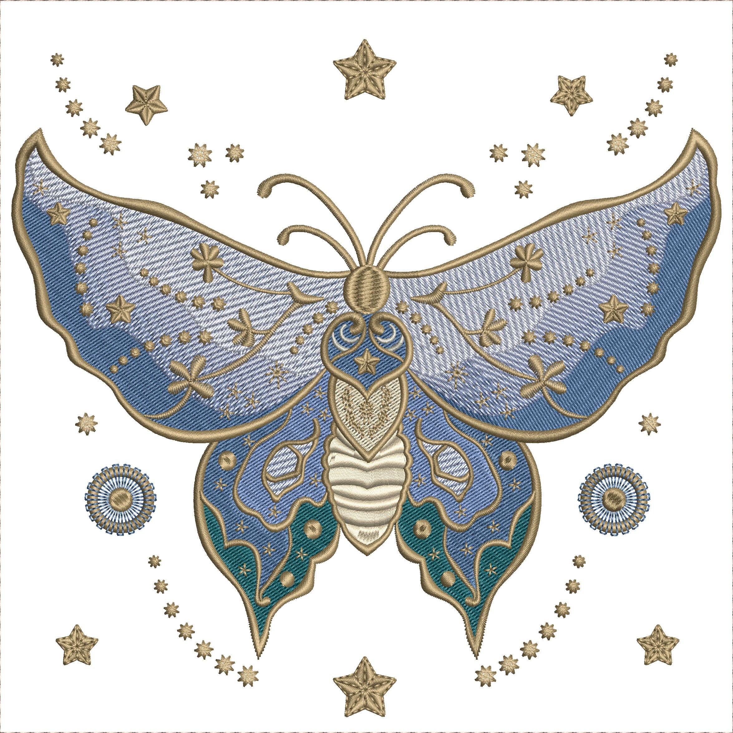 CELESTIAL MOTHS Machine Embroidery Design 8x8 Hoop - Etsy