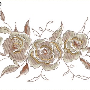 Creamy Roses Embroidery Design - Etsy