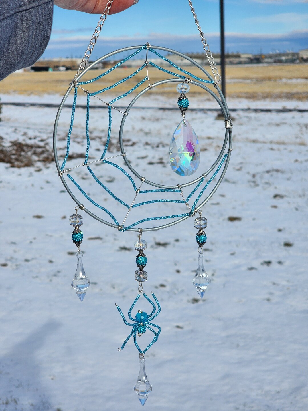 Blue Spiderweb Moon Sun Catcher - Etsy
