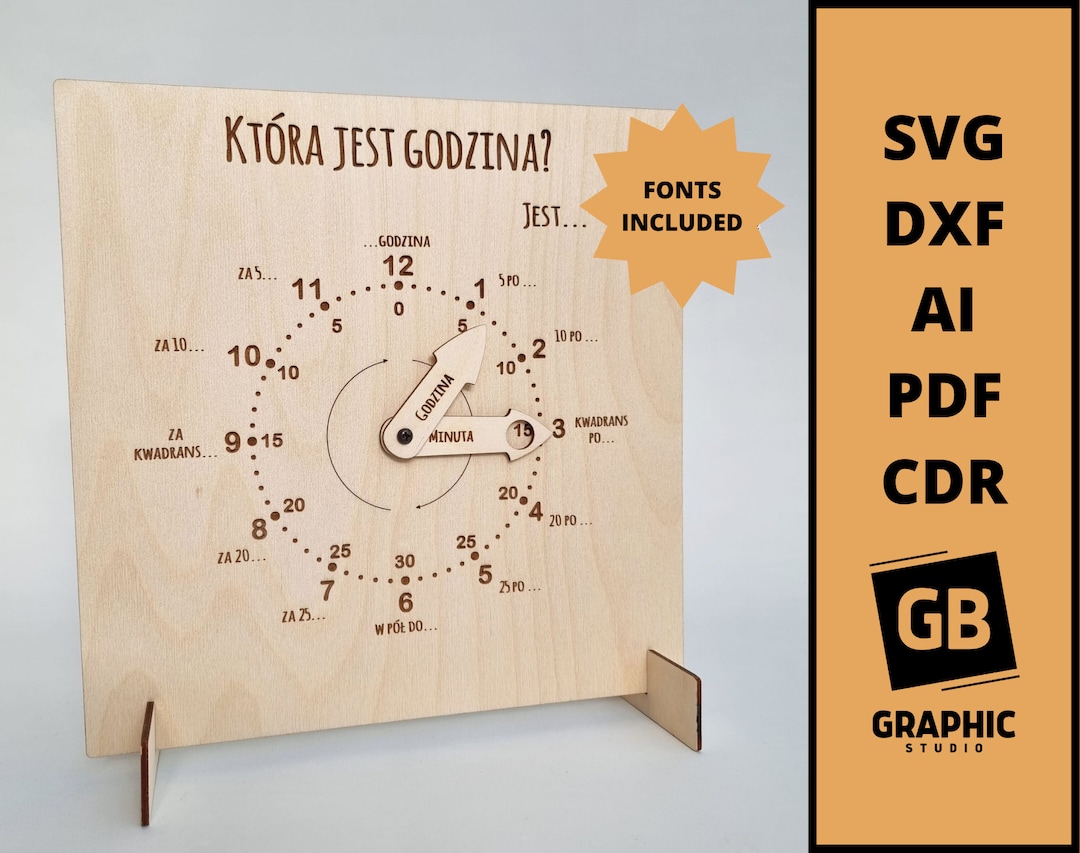 Montessori Kids Learning Clock Dxf Svg, Learning Time Clock Svg Dxf ...