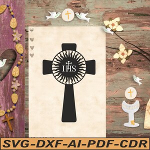 Primera comunión ihs cruz svg dxf. - Etsy España