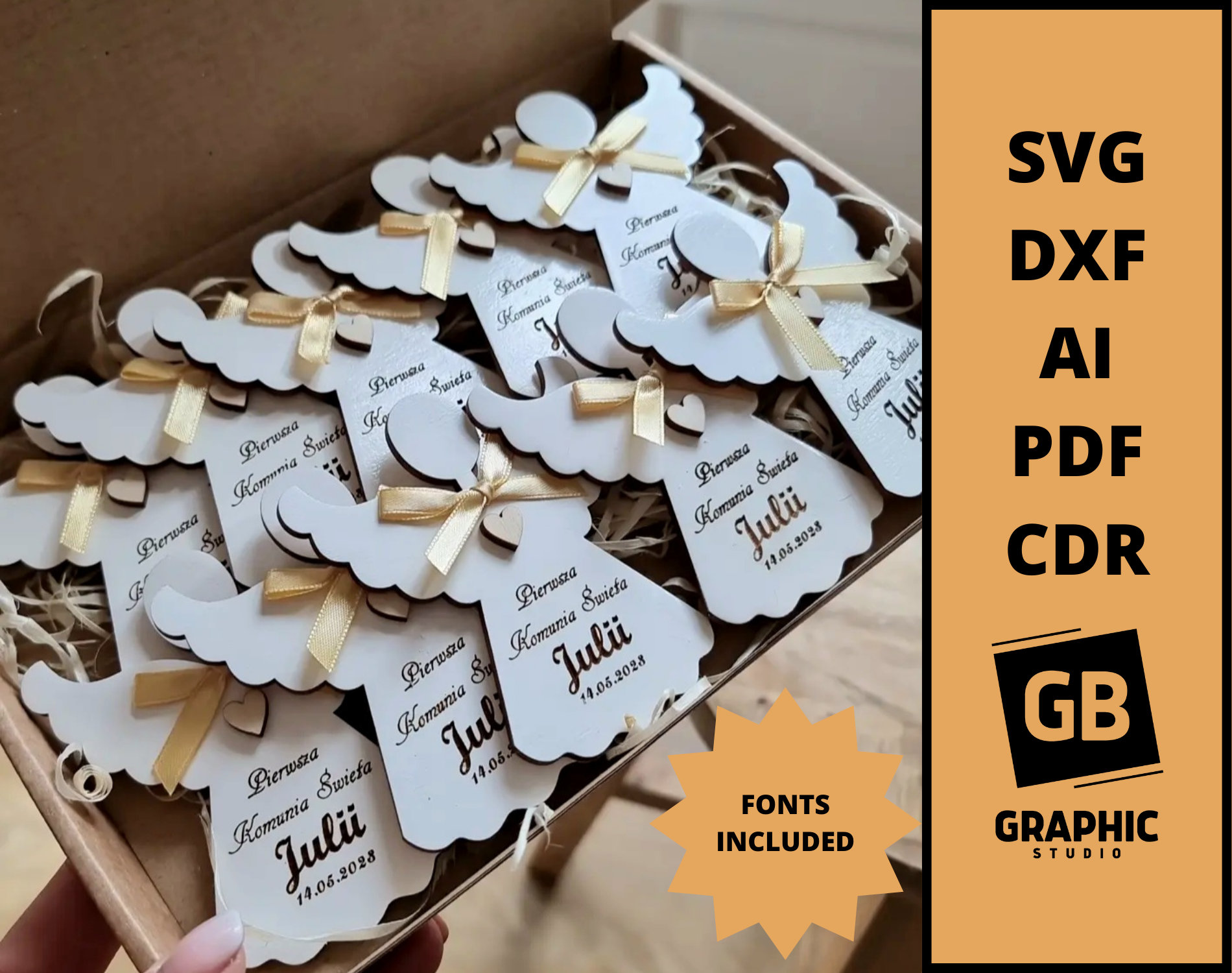 Angel Thanks to First Holy Communion the Guests Souvenir Dxf Svg Laser ...