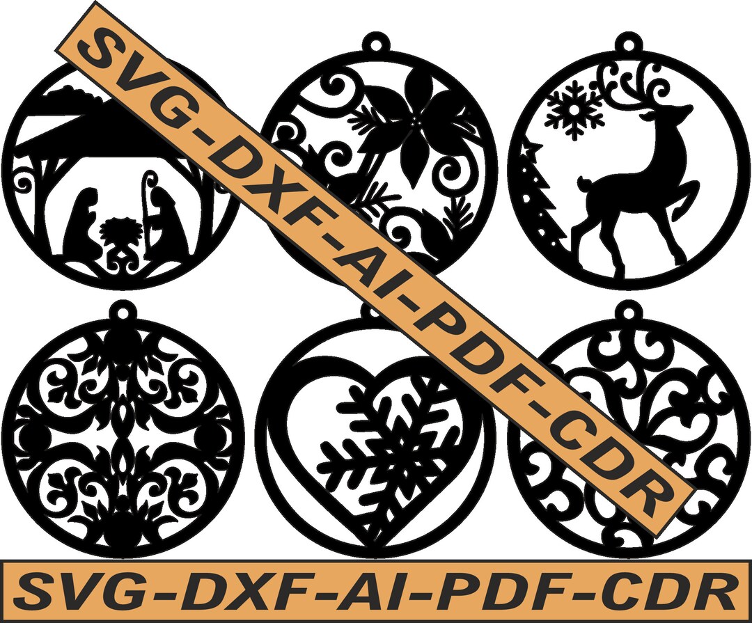 Christmas Bauble SVG DXF: Laser Cut Ornament Designs (digital Download ...