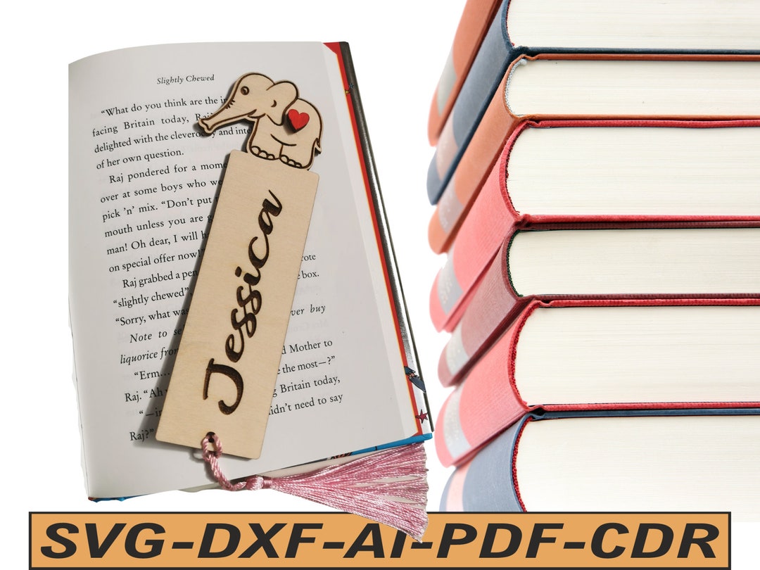 Elephant Personalised Bookmark Dxf Svg, Custom Bookmark Svg Dxf, Name ...