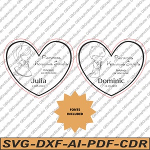 Thanks to First Holy Communion the Guests Souvenir Dxf Svg Heart Laser ...