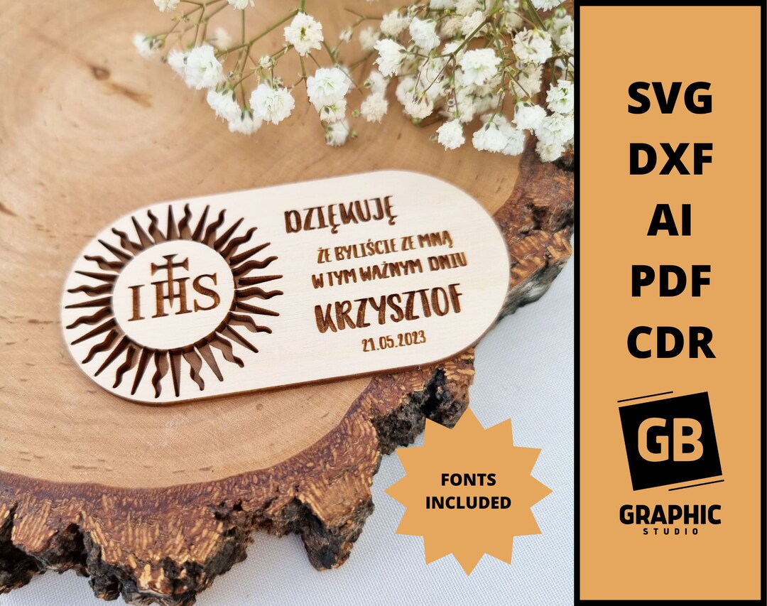 Thanks to First Holy Communion Souvenir Dxf Svg, Laser Cut. - Etsy