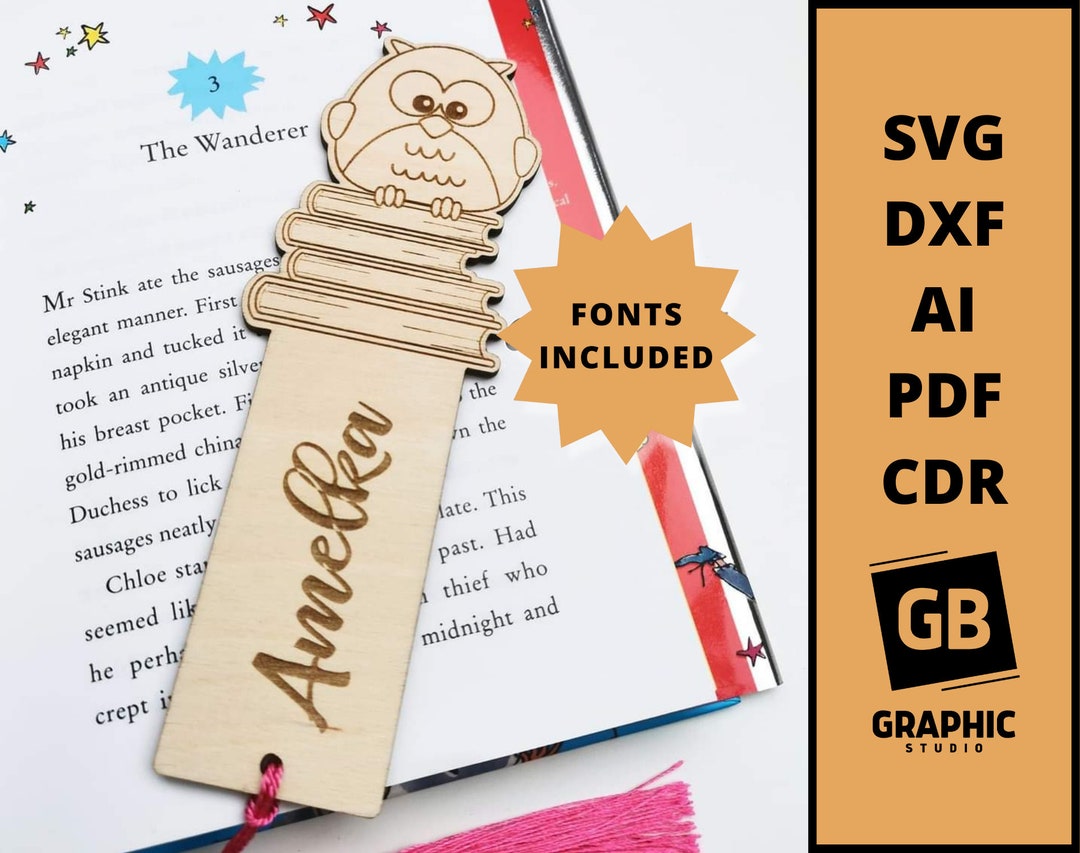 Personalised Bookmark Svg Dxf, Custom Bookmark, Name Bookmark, Owl ...