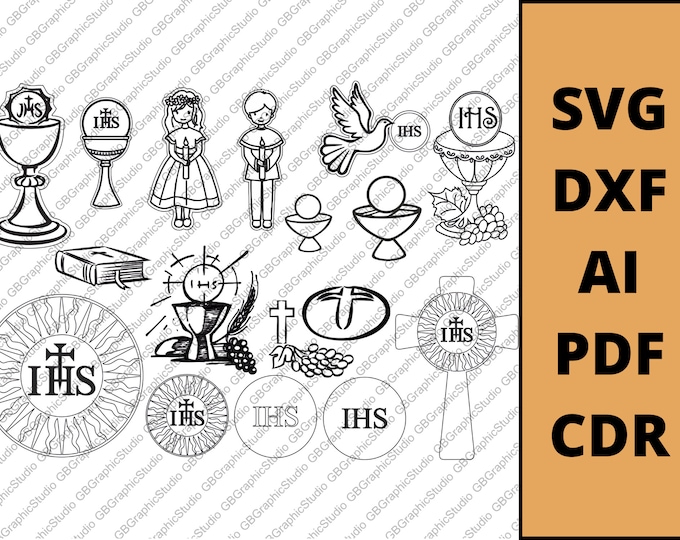 First Communion IHS Svg Dxf Laser Cut File. - Etsy Canada