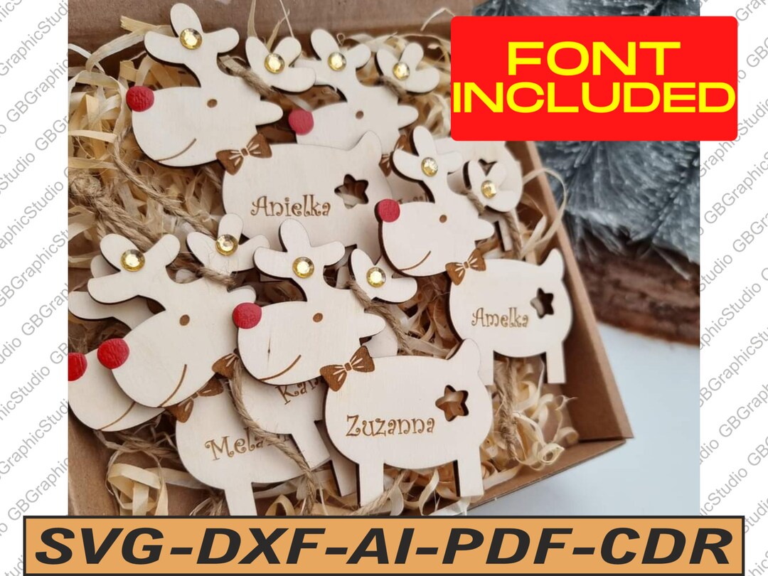 Personalized Reindeer Christmas Decoration SVG DXF (digital Files) - Etsy