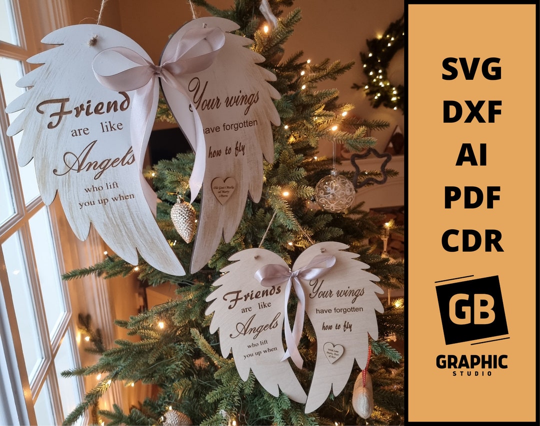 Friends Are Like Angels Personalised Wings Svg Dxf. - Etsy