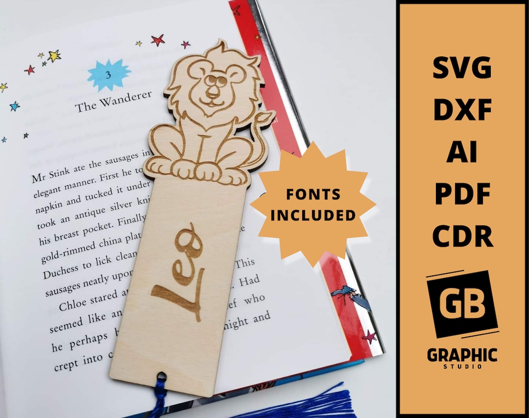 Personalised Bookmark Dxf Svg, Bookmark Kids, Book Mark Animal ...