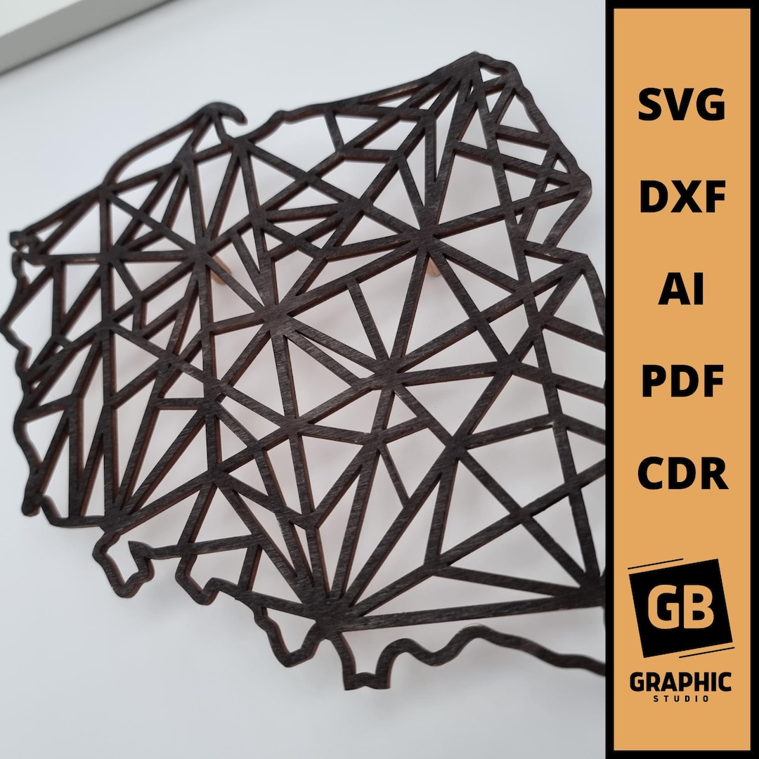 Geometric Shapes Poland Wall Map Art Svg, Dxf. Laser Cut Files. - Etsy