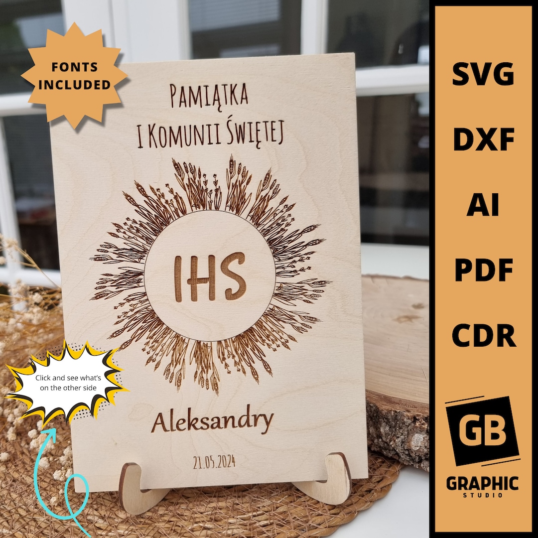 First Holy Communion Cards Favors, Ihs Laser Cut Stand Svg Dxf. - Etsy