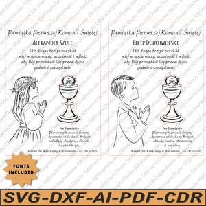First Holy Communion Souvenir for a Girl and a Boy Svg Dxf. - Etsy