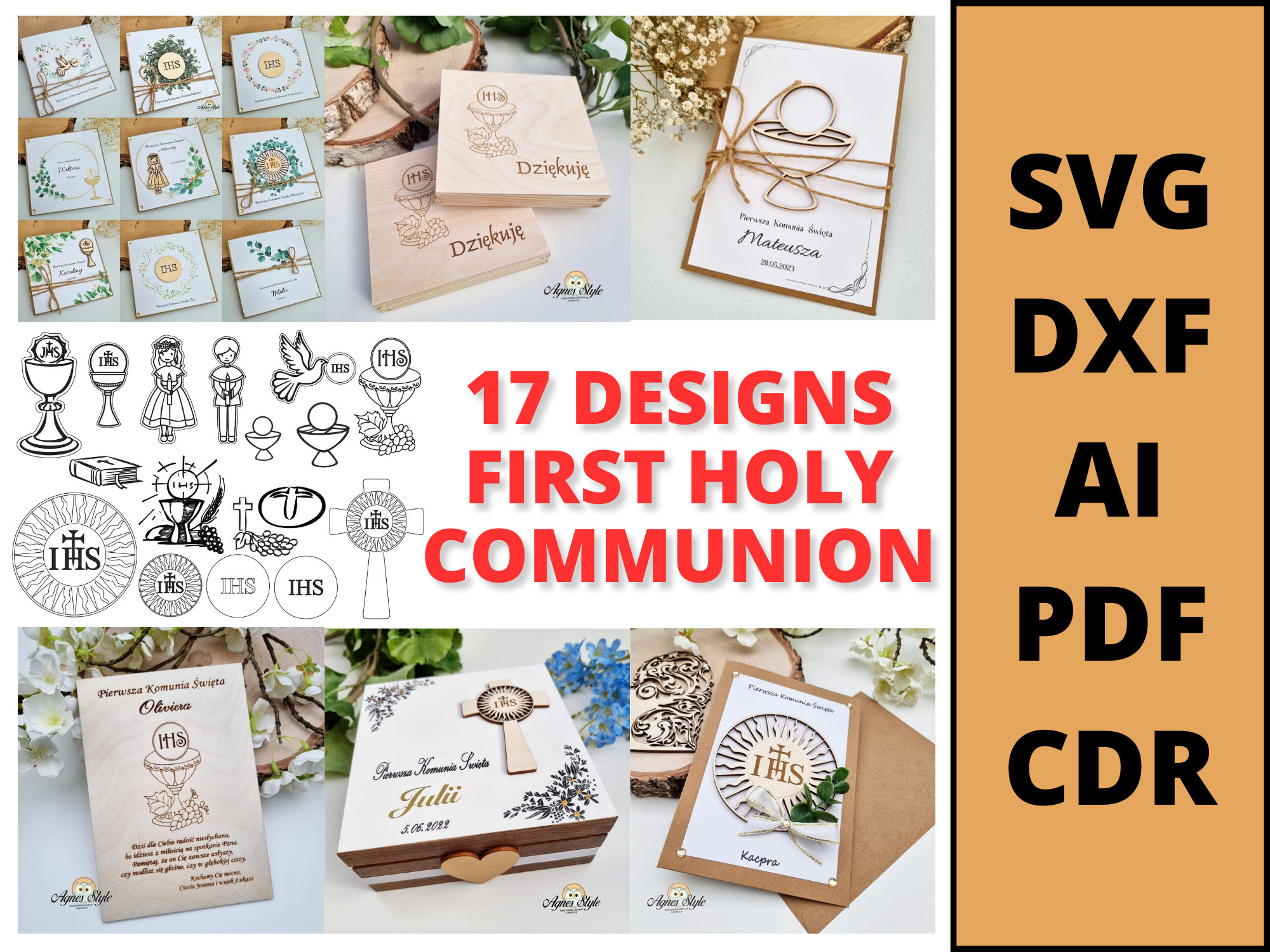 First Holy Communion SVG Bundle: Catholic Invitation Designs (digital ...